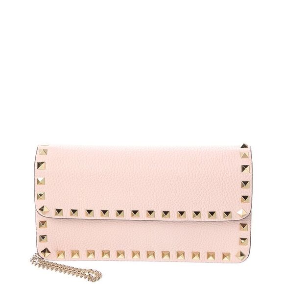 Valentino | Bags | Valentino Rockstud Grainy Leather Wallet On Chain ...
